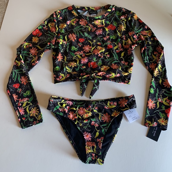 kate spade | Swim | Kate Spade Cropped Long Sleeve Rash Guard Swim Set ...